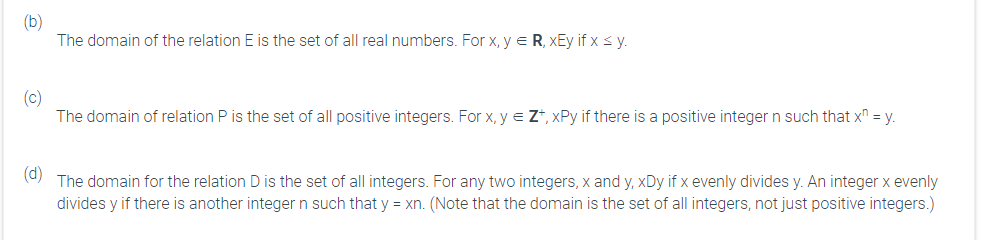 Solved Exercise 6.2.1: Identifying properties of relations. | Chegg.com