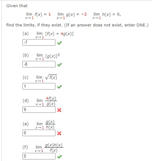 Solved Given that limx→1f(x)=1limx→1g(x)=−2limx→1h(x)=0, | Chegg.com