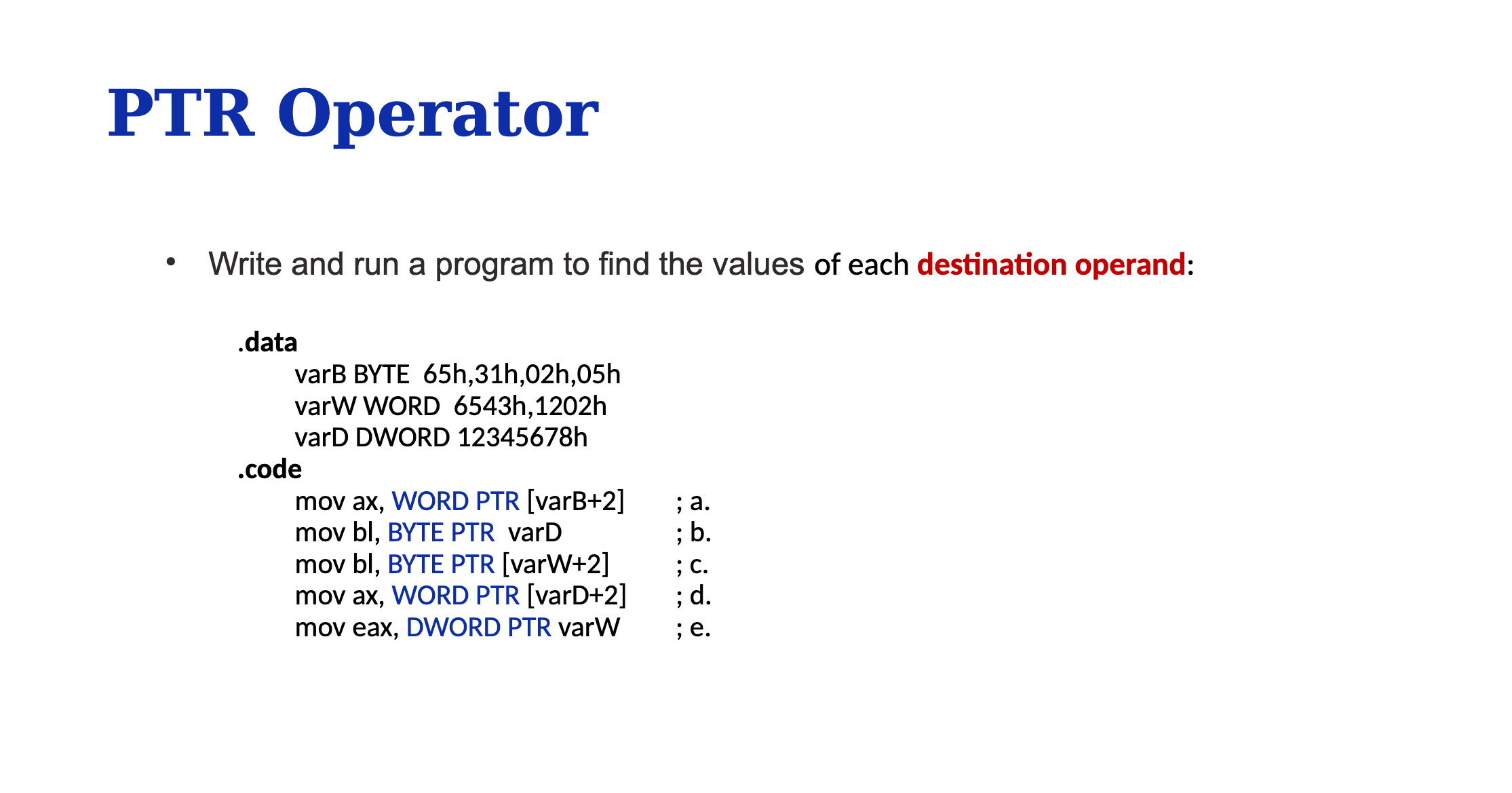 Solved - Write and run a program to find the values of each | Chegg.com