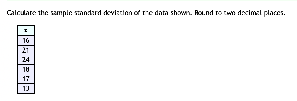 Solved How do you find the sample standard deviation? Please | Chegg.com