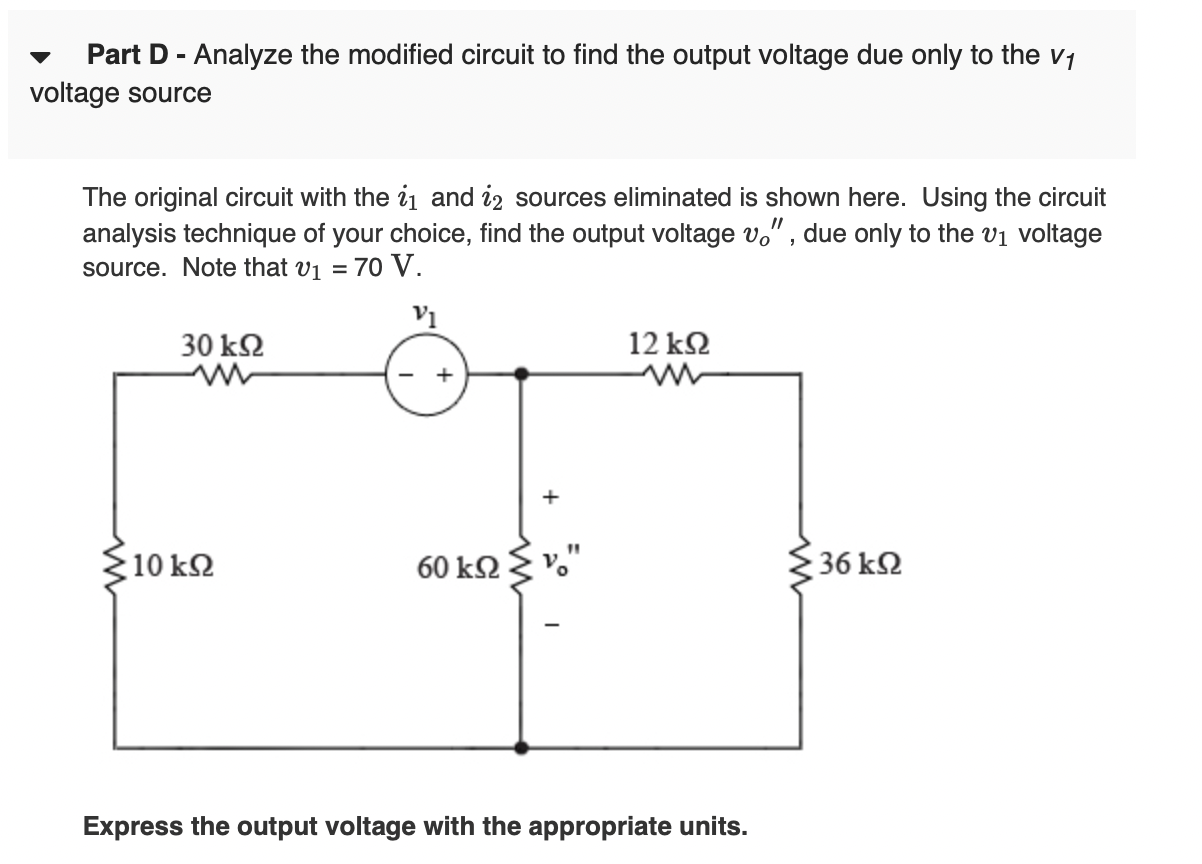 Solved Part D - Analyze the modified circuit to find the | Chegg.com