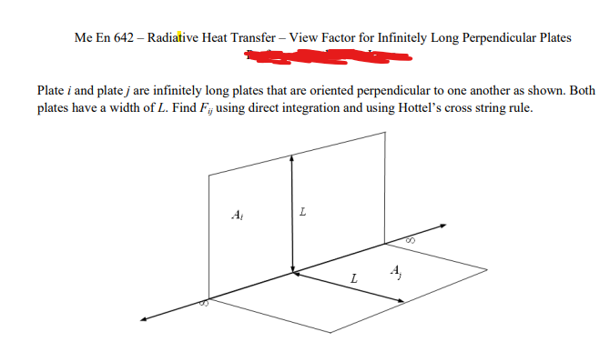 Solved Me En 642 - Radiative Heat Transfer - View Factor for | Chegg.com
