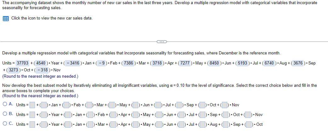 Solved The accompanying dataset shows the monthly number of | Chegg.com