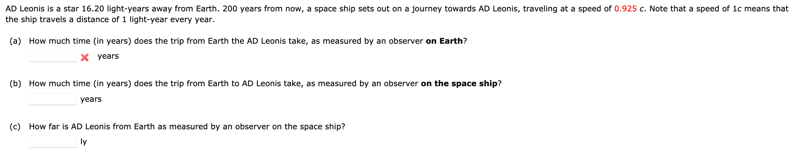 Solved AD Leonis is a star 16.20 light-years away from | Chegg.com