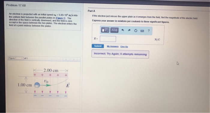 Solved An Electron Is Projected With An Initial Speed