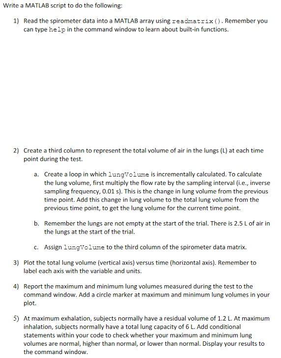 Solved Write a MATLAB script to do the following: 1) Read | Chegg.com