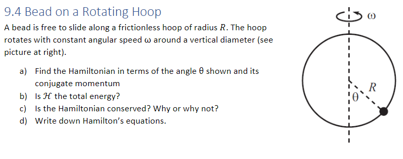 Solved 30 - 9.4 Bead on a Rotating Hoop A bead is free to | Chegg.com