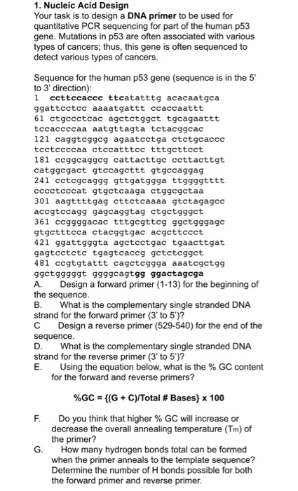 Solved 1. Nucleic Acid Design Your task is to design a DNA | Chegg.com