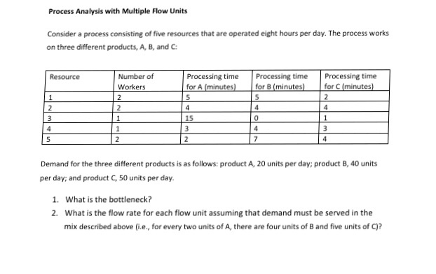 Solved Process Analysis with Multiple Flow Units Consider a | Chegg.com