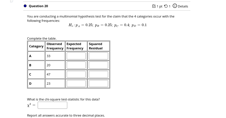 Solved You Are Conducting A Multinomial Hypothesis Test For