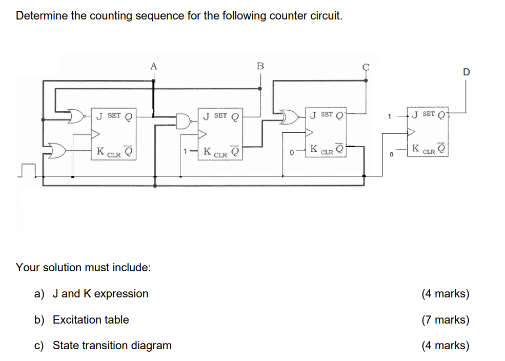 Solved Determine the counting sequence for the following | Chegg.com