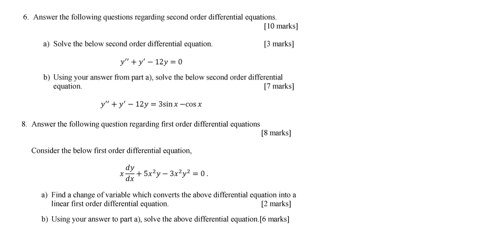 Solved 6. Answer the following questions regarding second | Chegg.com