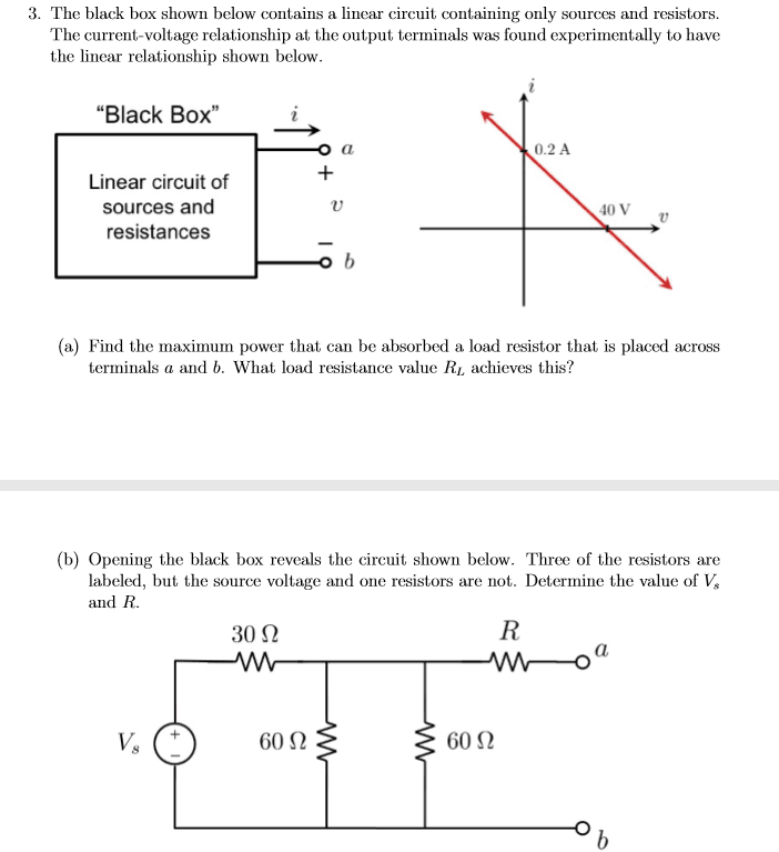 Solved 3. The black box shown below contains a linear | Chegg.com