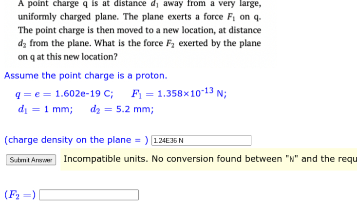 Solved A point charge q ﻿is at distance d1 ﻿away from a very | Chegg.com
