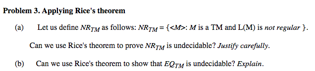 Solved Problem 3. Applying Rice's theorem a Let us define | Chegg.com