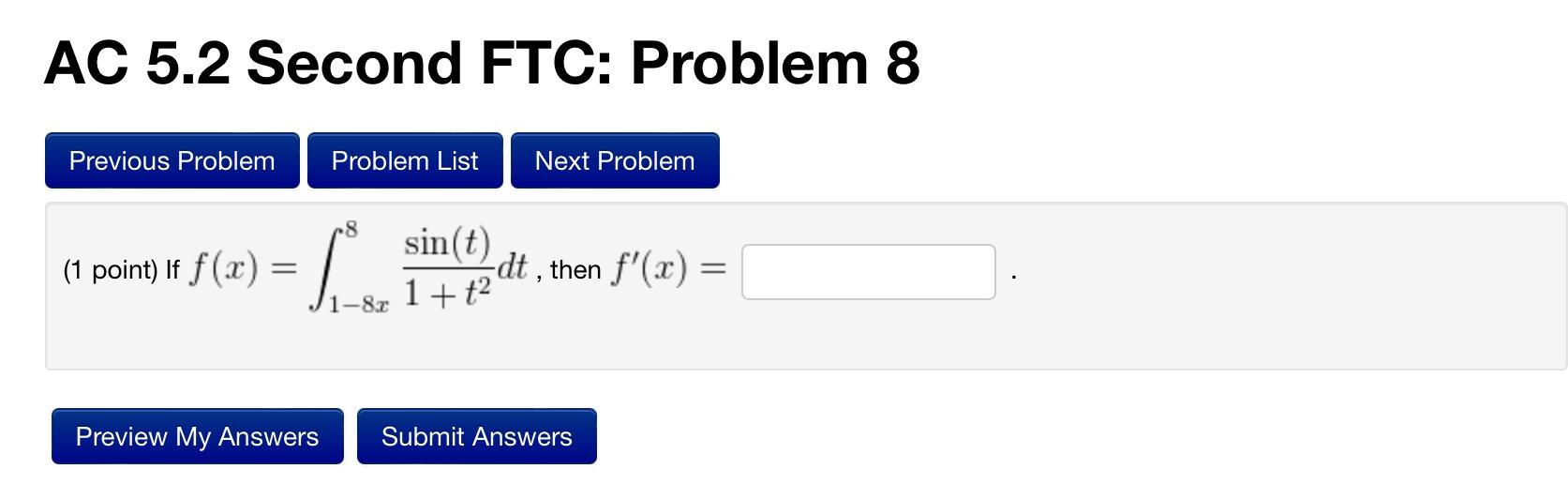 Solved AC 5.2 Second FTC: Problem 8 Previous Problem Problem | Chegg.com