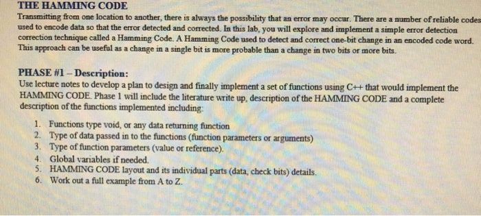 THE HAMMING CODE Transmitting from one location to | Chegg.com
