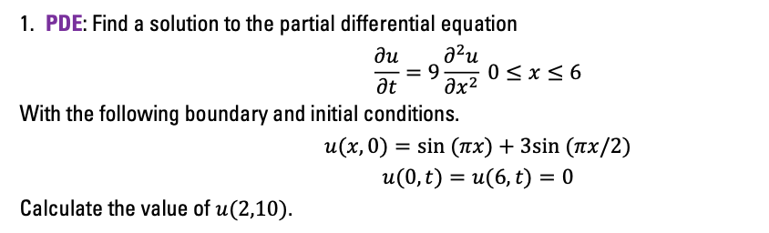 Solved PDE: Find a solution to ﻿the partial differential | Chegg.com
