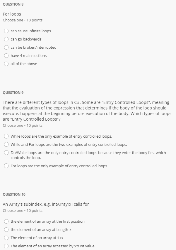 Solved QUESTION 8 For loops Choose one. 10 points can cause | Chegg.com