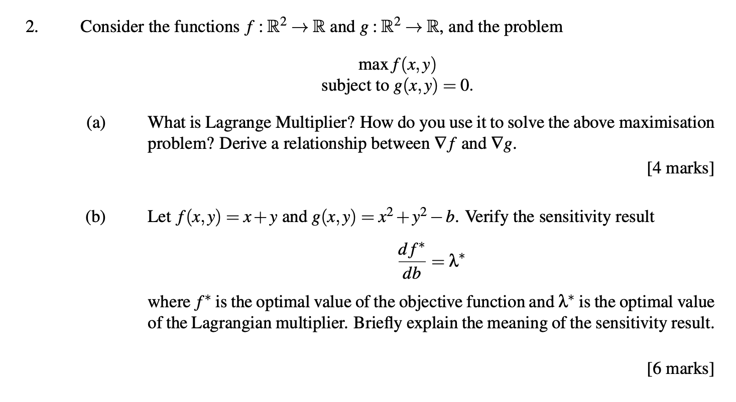 Solved 2 . Consider the functions f: R2 + R and g:R2 + R, | Chegg.com