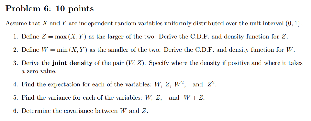 Solved Problem 6: 10 points Assume that X and Y are | Chegg.com