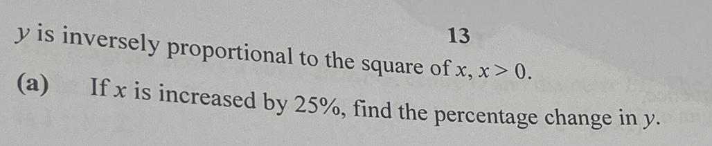 Solved y is inversely proportional to the square of x,x>0. | Chegg.com