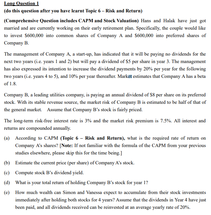 Solved Long Ouestion 1 (do this question after you have | Chegg.com