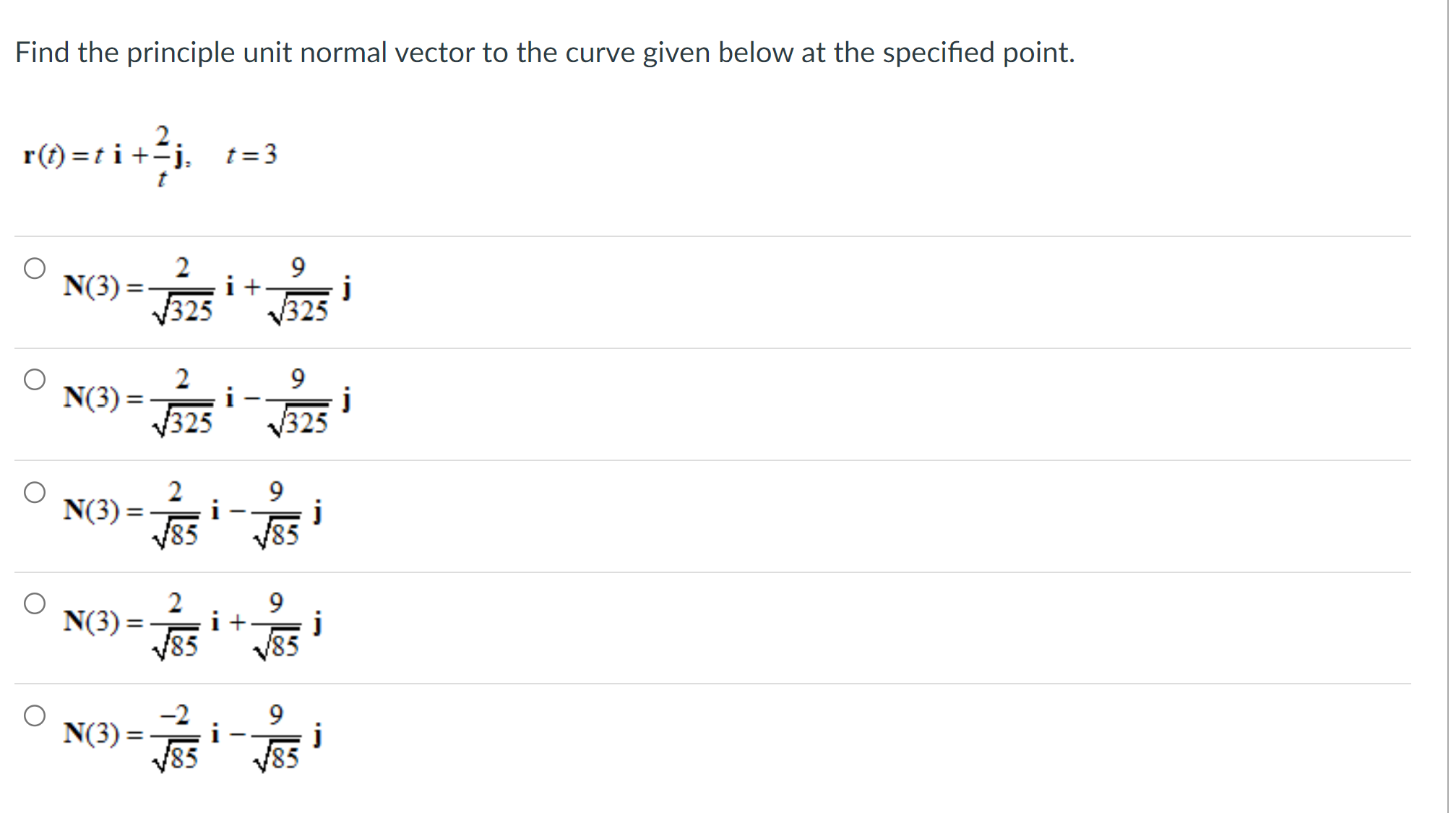 Solved Find the principle unit normal vector to the curve | Chegg.com