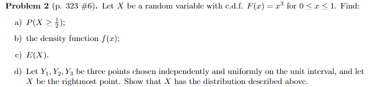 Solved Problem 2 (p. 323#6 ). Let X be a random variable | Chegg.com