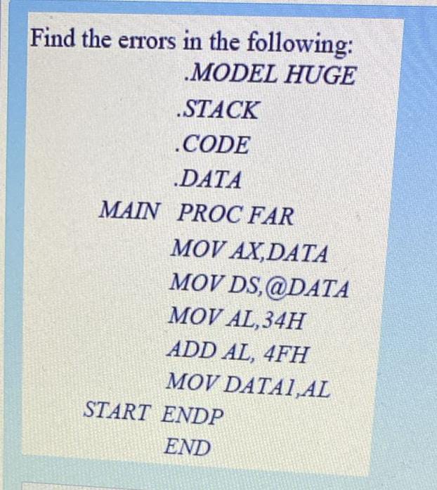 Solved Find the errors in the following:.MODEL | Chegg.com