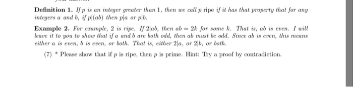 Solved Definition 1. Ifp is an integer greater than 1, then | Chegg.com