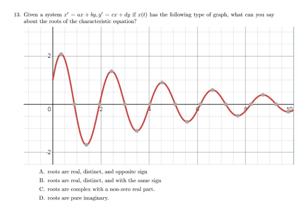 Solved 13. Given a system x' = ax + by, y' = cx + dy if X(t) | Chegg.com