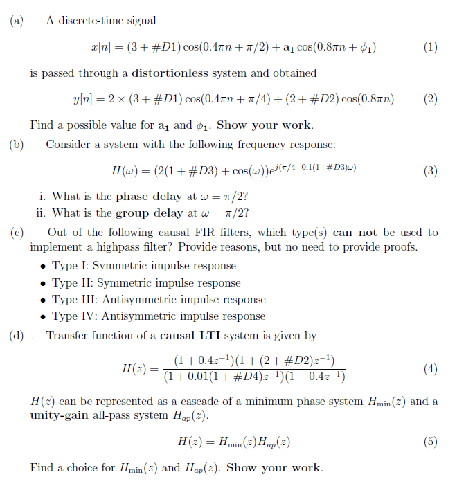 Solved Take D1 as 1 D2 as 2 and the same sequence follows. | Chegg.com
