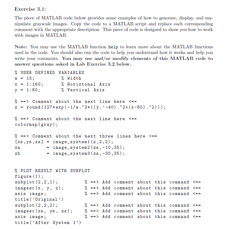 I did Exercise 3.1 on MATLAB but from Exercise 3.2 | Chegg.com