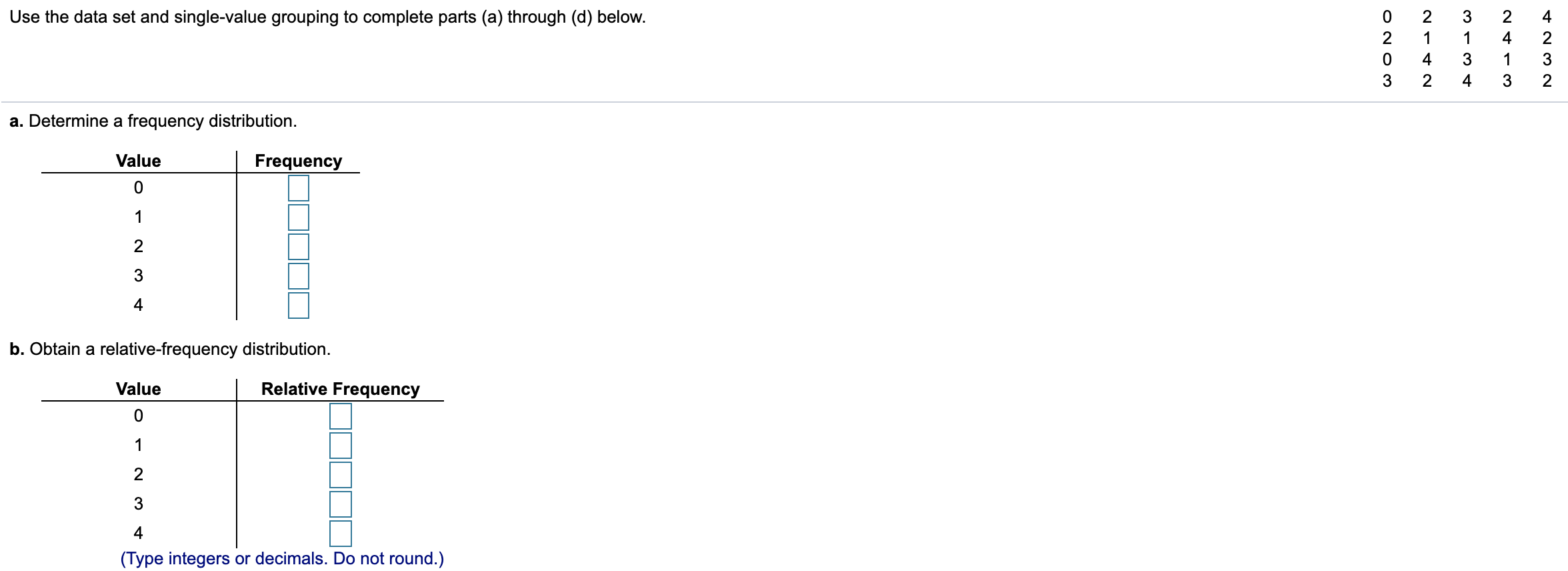 Solved Use the data set and single-value grouping to | Chegg.com