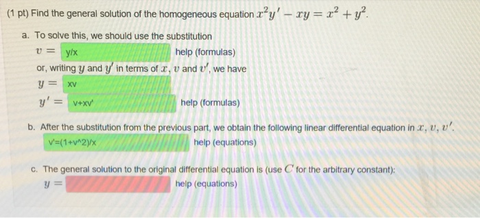 Solved Find the general solution of the homogeneous equation | Chegg.com