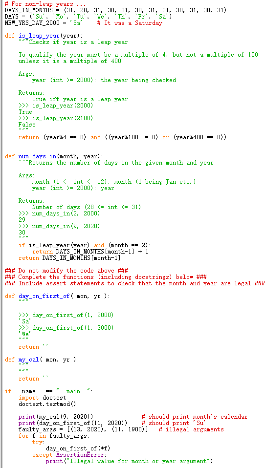 # For non-leap years DAYS_IN_MONTHS = (31, 28, 31, | Chegg.com