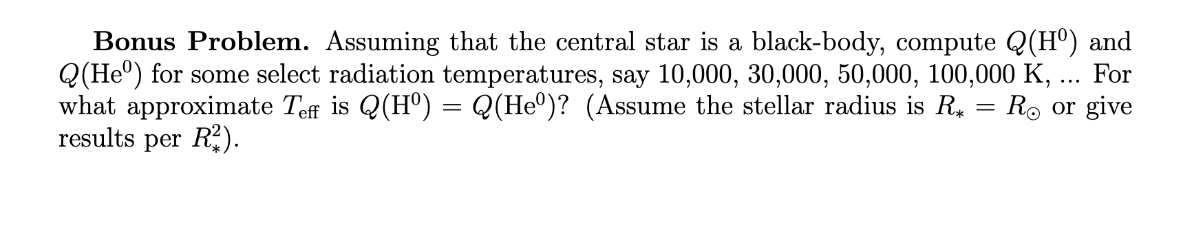 Solved Bonus Problem. Assuming that the central star is a | Chegg.com