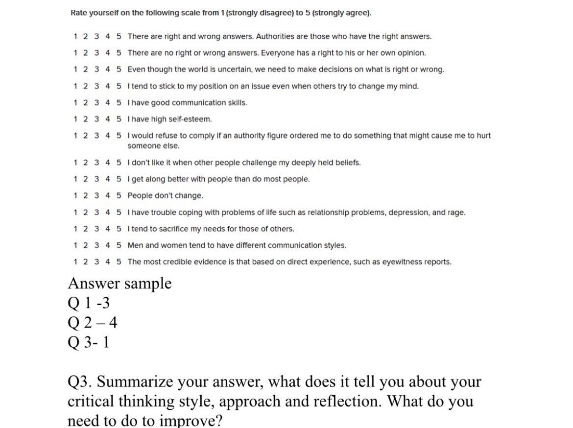 Solved Rate yourself on the following scale from 1 (strongly | Chegg.com
