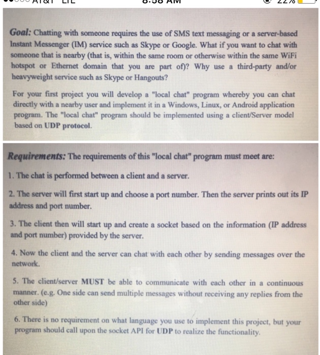 Solved I already have the chat program done, now I need to | Chegg.com