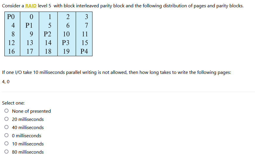 Solved 1 Consider a RAID level 5 with block interleaved | Chegg.com