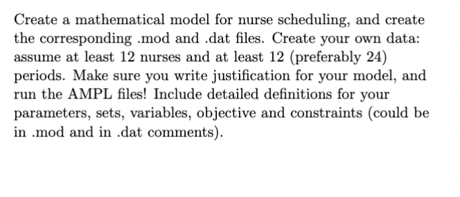 Solved use ampl software give both .mod and .dat files ….. | Chegg.com