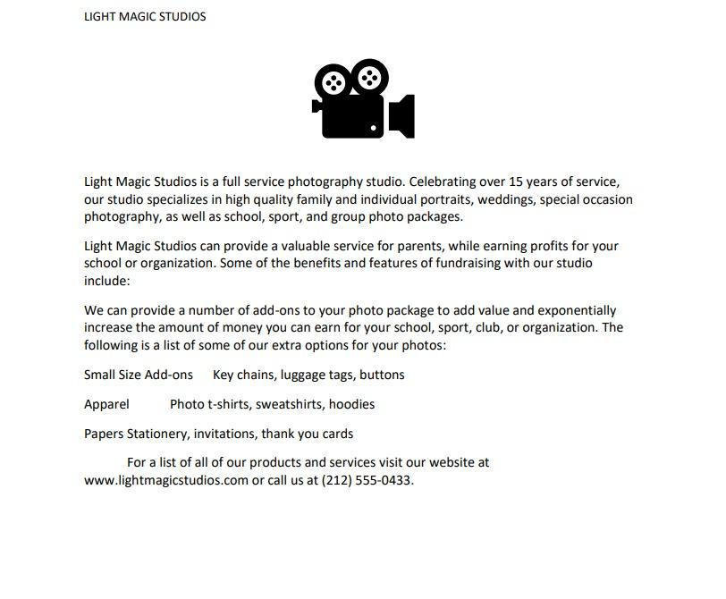 LIGHT MAGIC STUDIOS Light Magic Studios is a full | Chegg.com