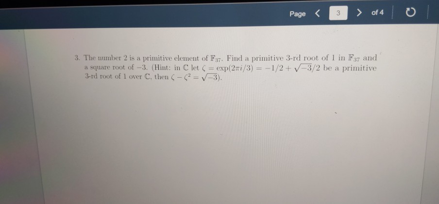 Solved - Page 3 of 4 o l 3. The number 2 is a primitive | Chegg.com
