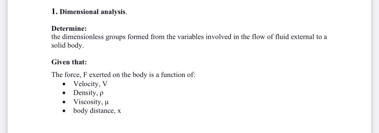 Solved 1. Dimensional analysis. Determine: the dimensionless | Chegg.com