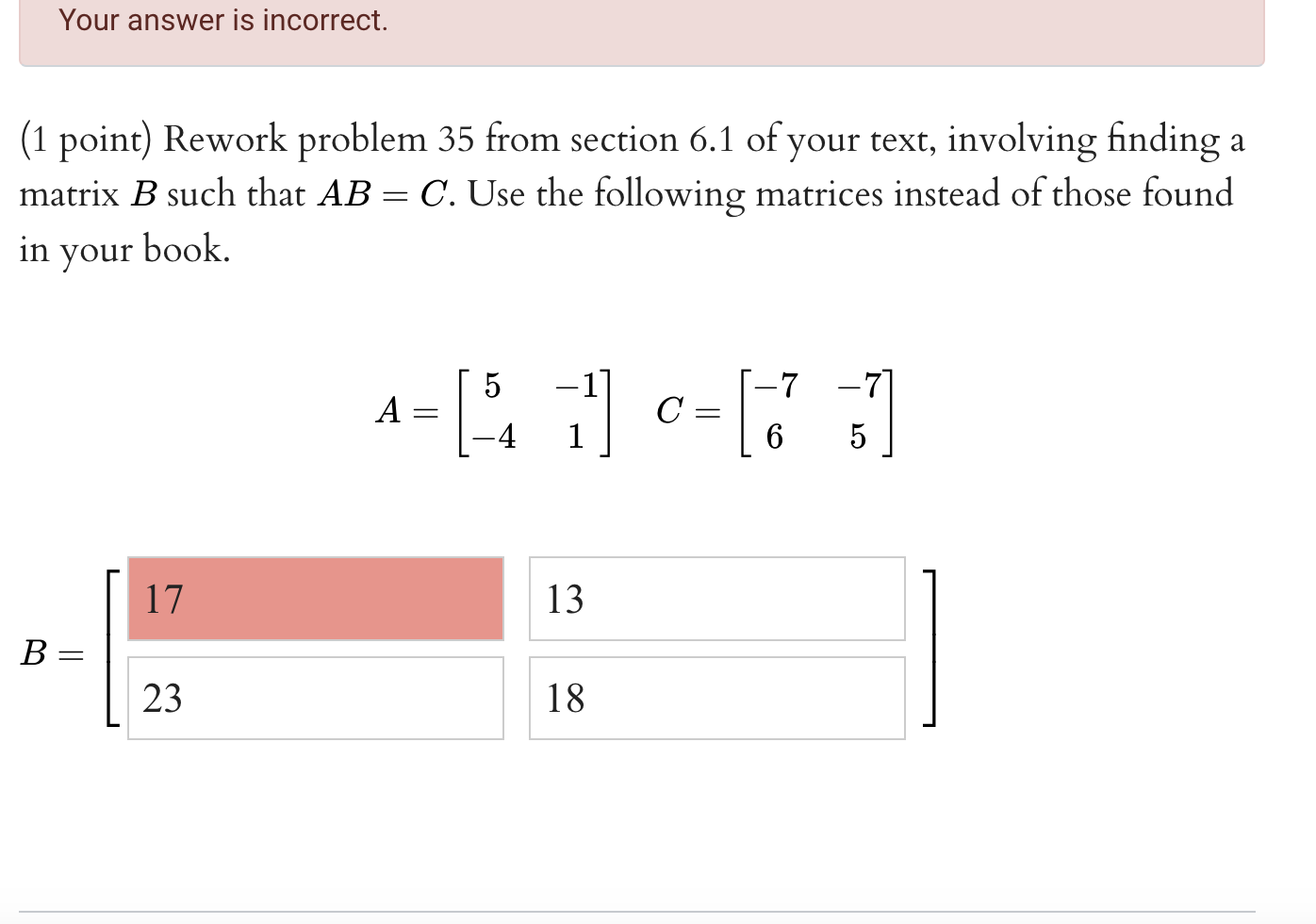 Solved Your answer is incorrect. (1 point) Rework problem 35 | Chegg.com