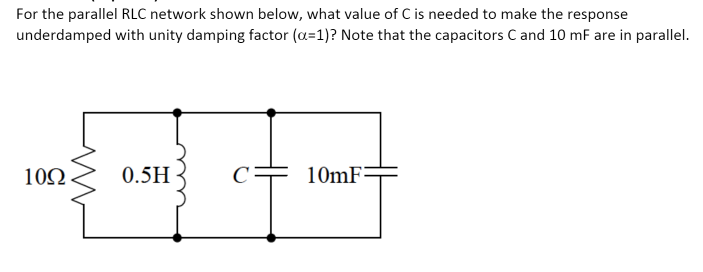 Solved For the parallel RLC network shown below, what value | Chegg.com