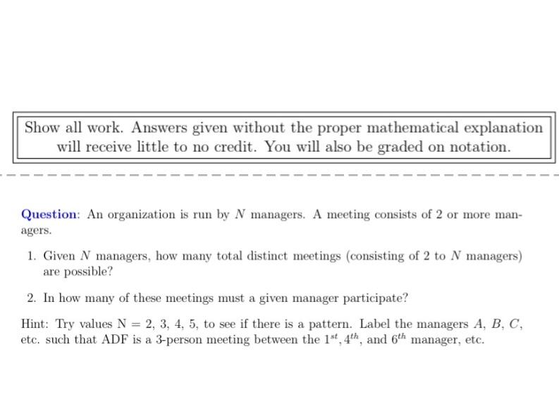 Solved Show all work. Answers given without the proper | Chegg.com