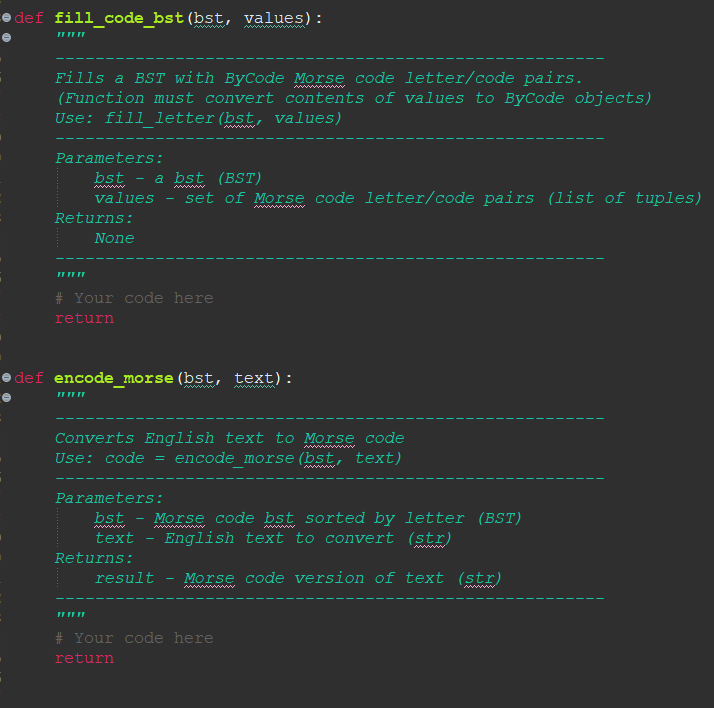 Solved f fill_code_bst(bst, values): Fils a BST with ByCode | Chegg.com