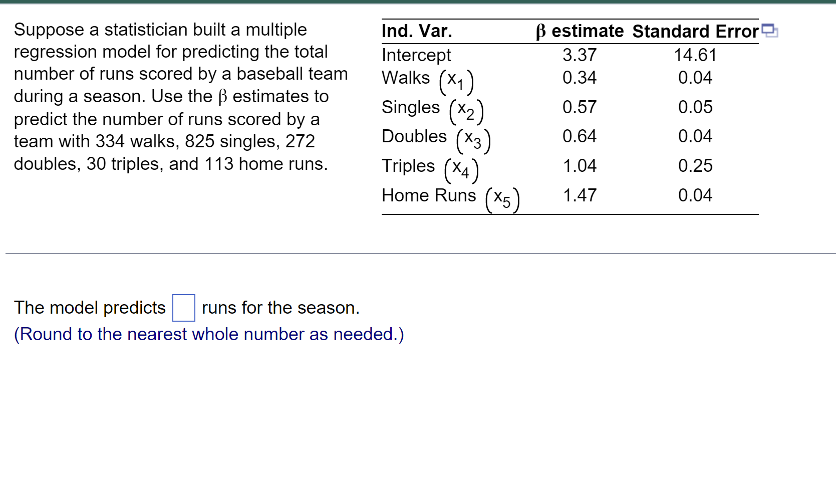 Solved Suppose a statistician built a multiple regression | Chegg.com